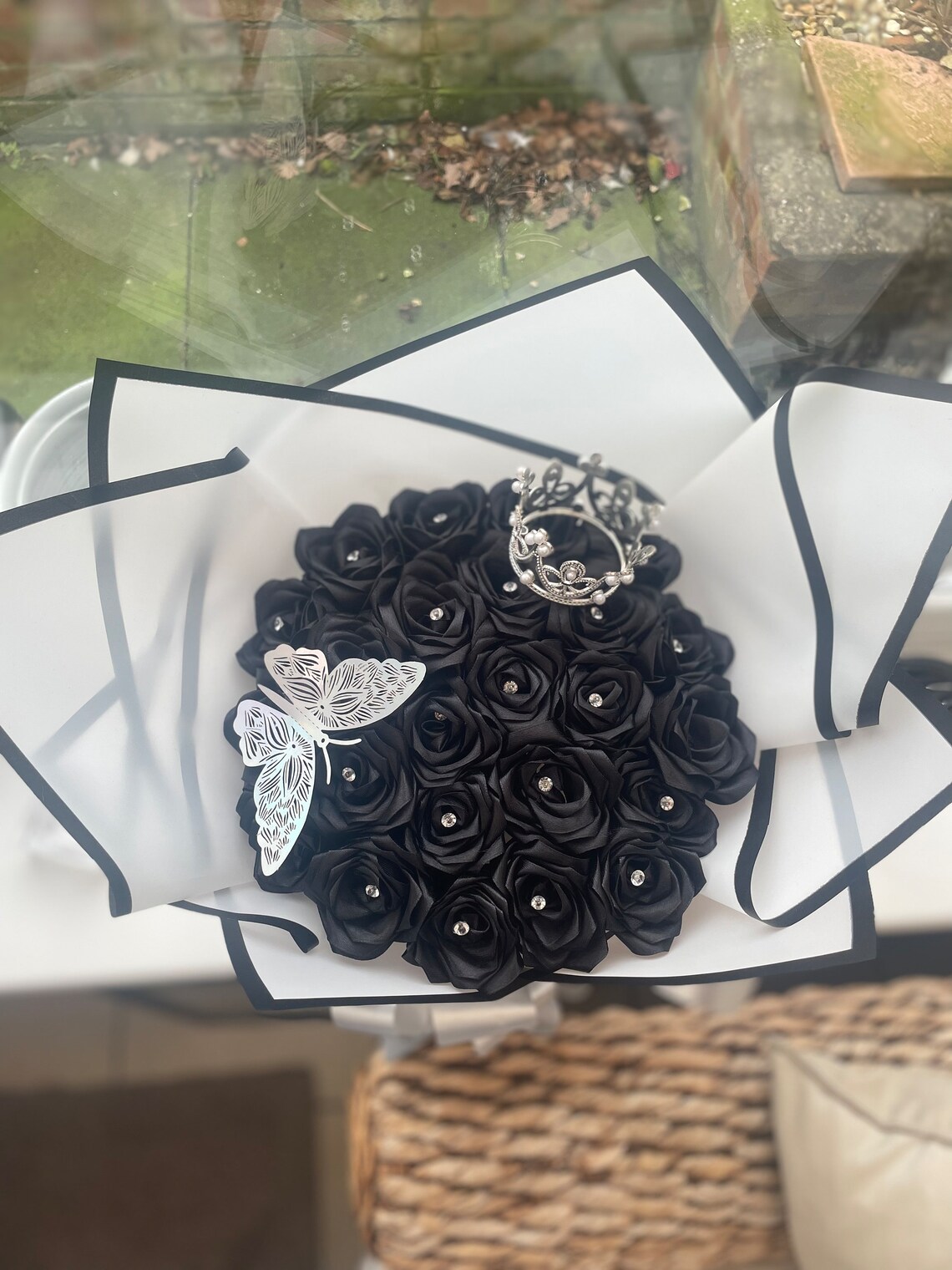 Black Satin Rose Bouquet - Etsy