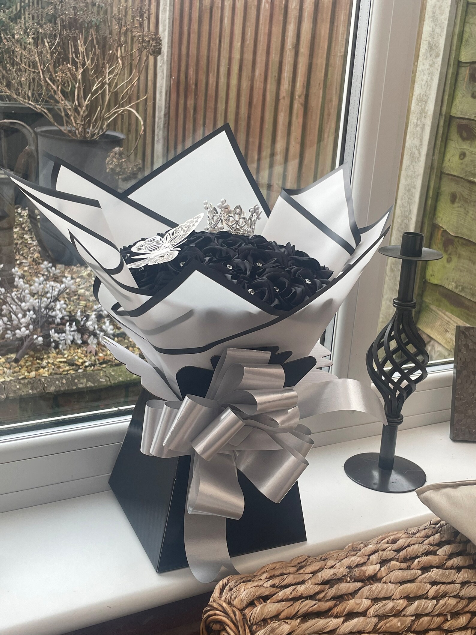 Black Satin Rose Bouquet - Etsy