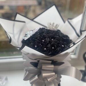 Black Satin Rose Bouquet - Etsy