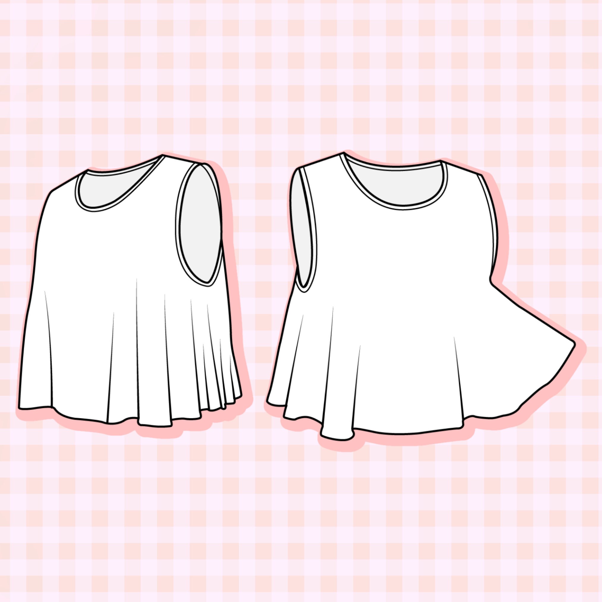 Sewing Pattern Basic Semi-circle Blouse / Top, Blouse With Wide Sides ...