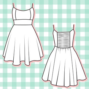 Gathered Dress Sewing Pattern, Shirred Back Dress, Shirred Sleeve With ...
