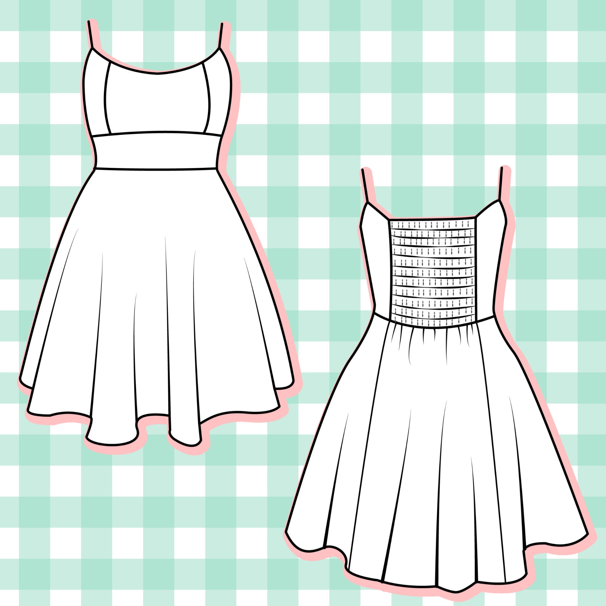 Shirred Back Dress Sewing Pattern: Emma Dress, XS-XXL (digital PDF) - Etsy