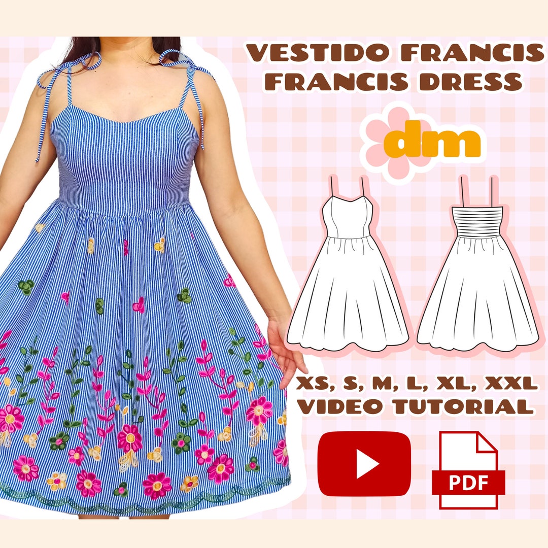 Shirred Back Dress Sewing Pattern, Sweetheart Neckline, Tiered Ruched ...