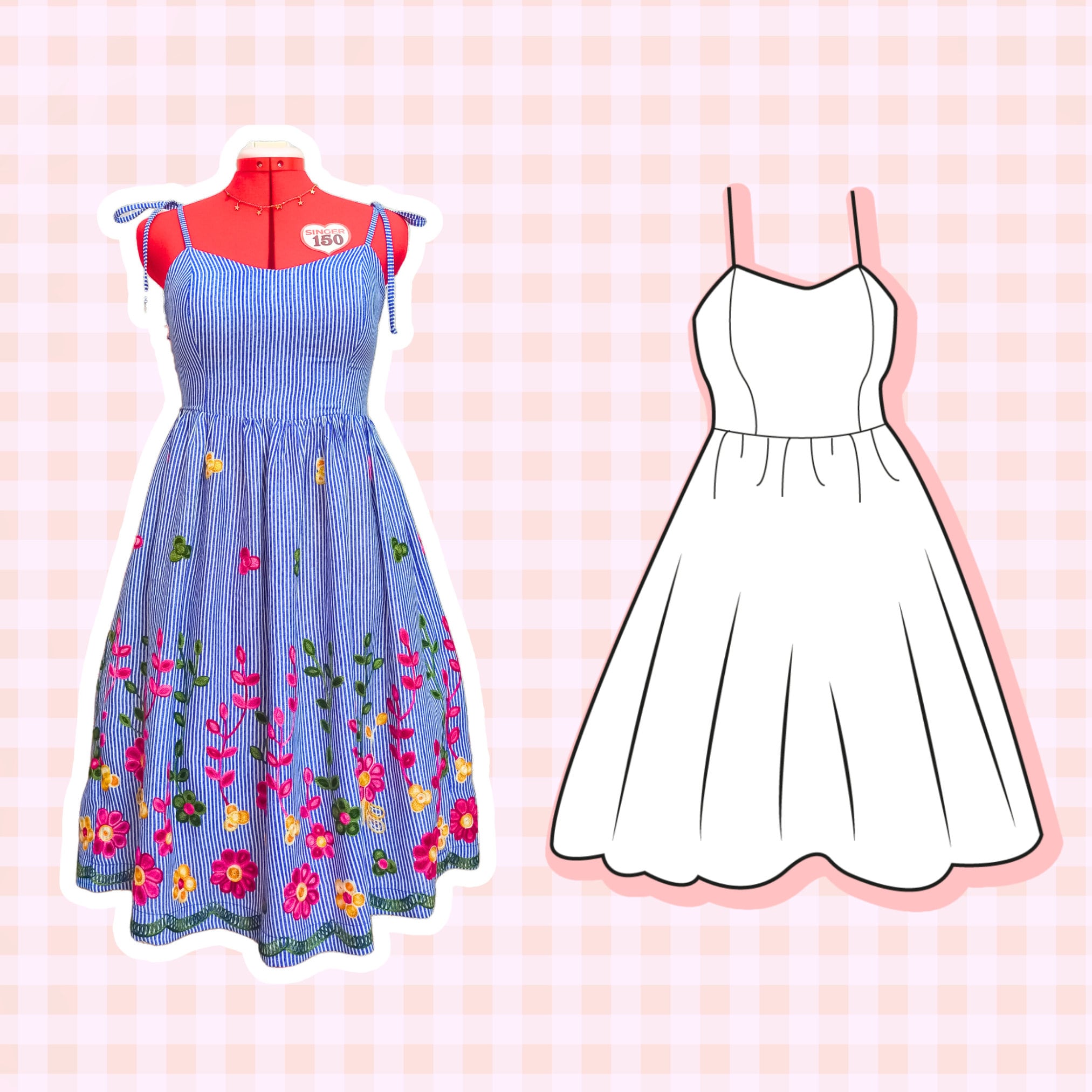 Sweetheart Midi Dress Sewing Pattern: Shirred Back, XS-XXL (digital PDF ...