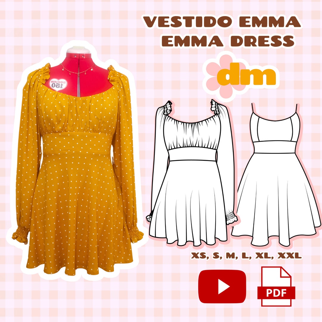 Gathered Dress Sewing Pattern, Shirred Back Dress, Shirred Sleeve With ...