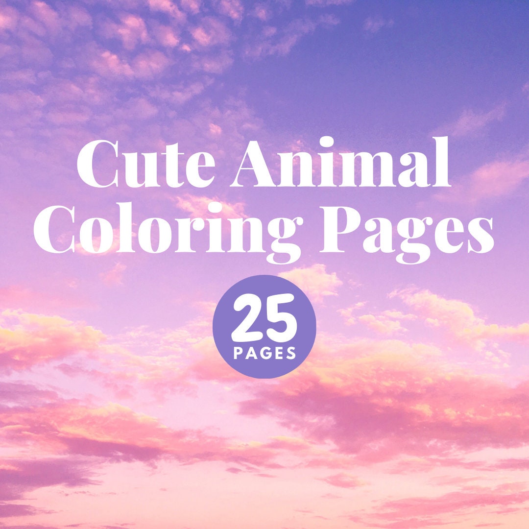 Cute Animal Coloring Pages for Adults and Kids - Etsy