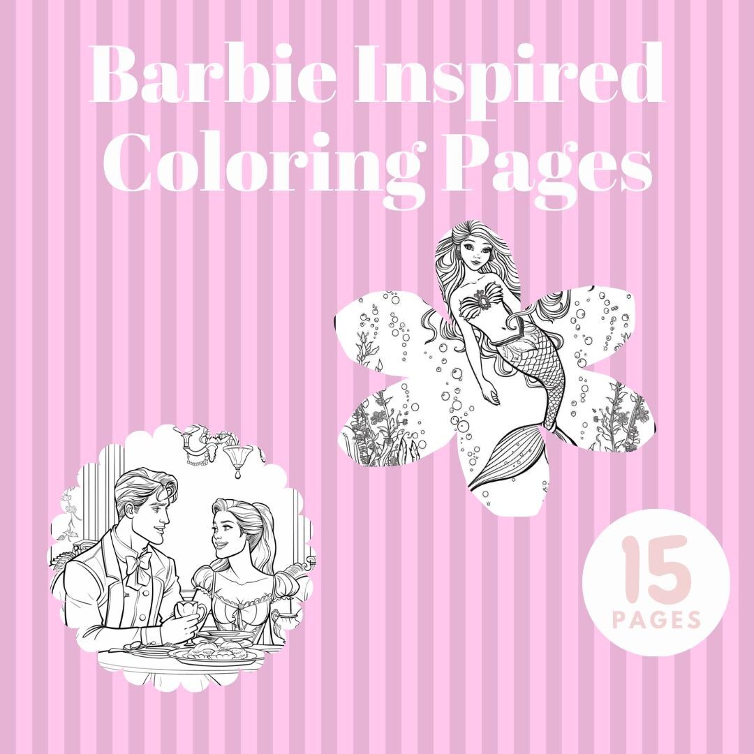 Barbie Inspired Coloring Pages - Etsy