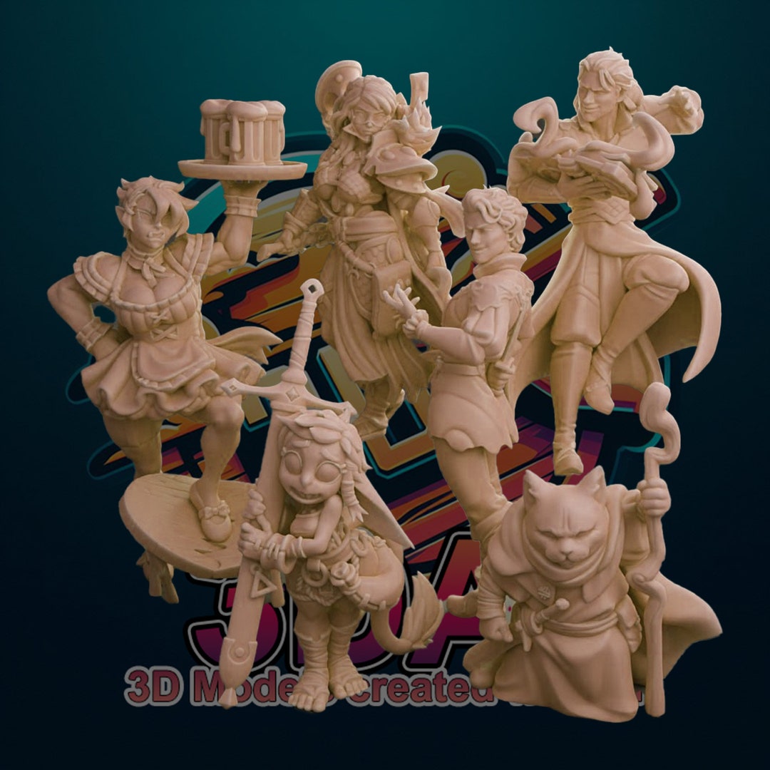 Miniature STL Pack 1 for 3D Printing 3D Printable RPG Game Miniatures ...