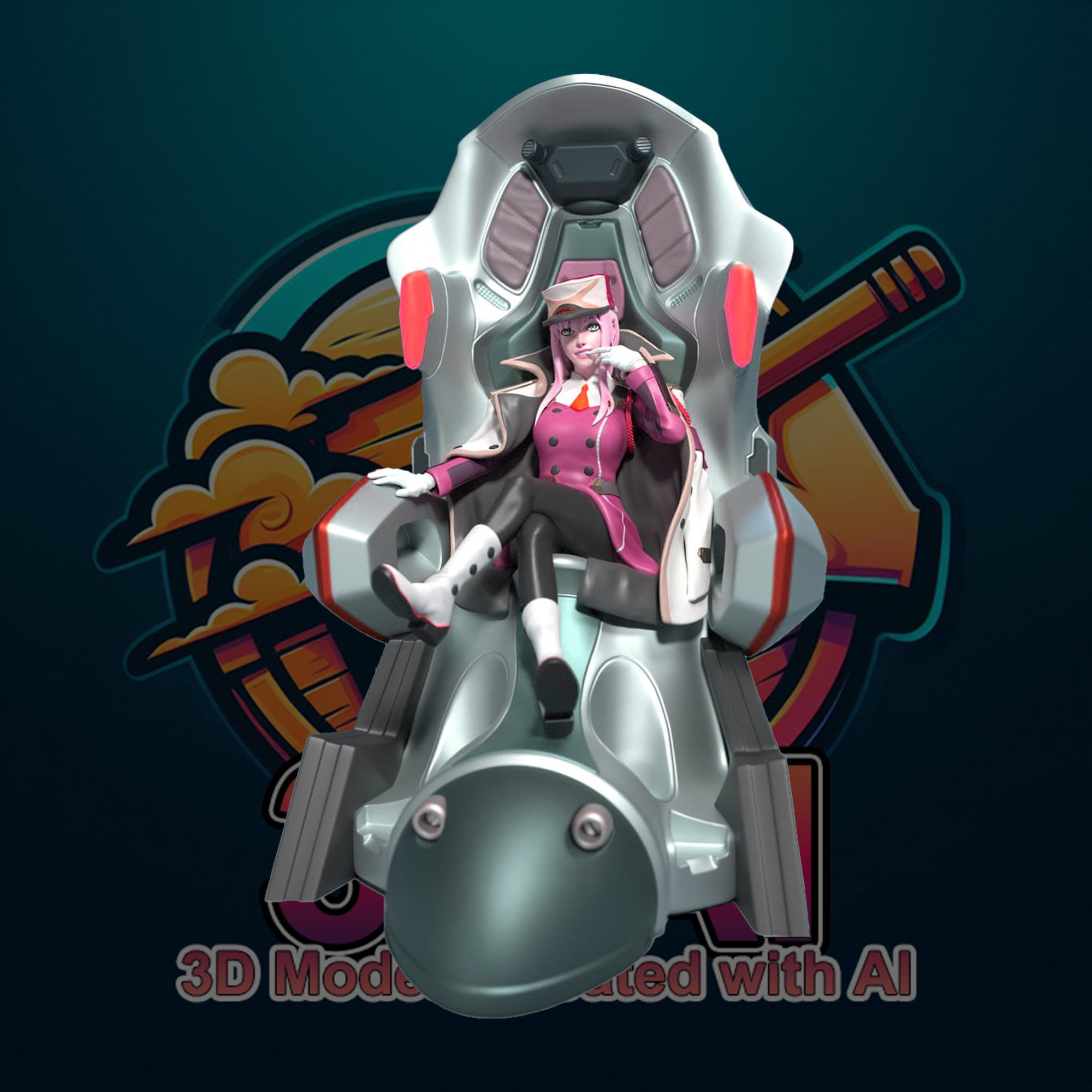 Zero Two STL Model Zero Two Sitting on Chair of Space Ship STL Model ...