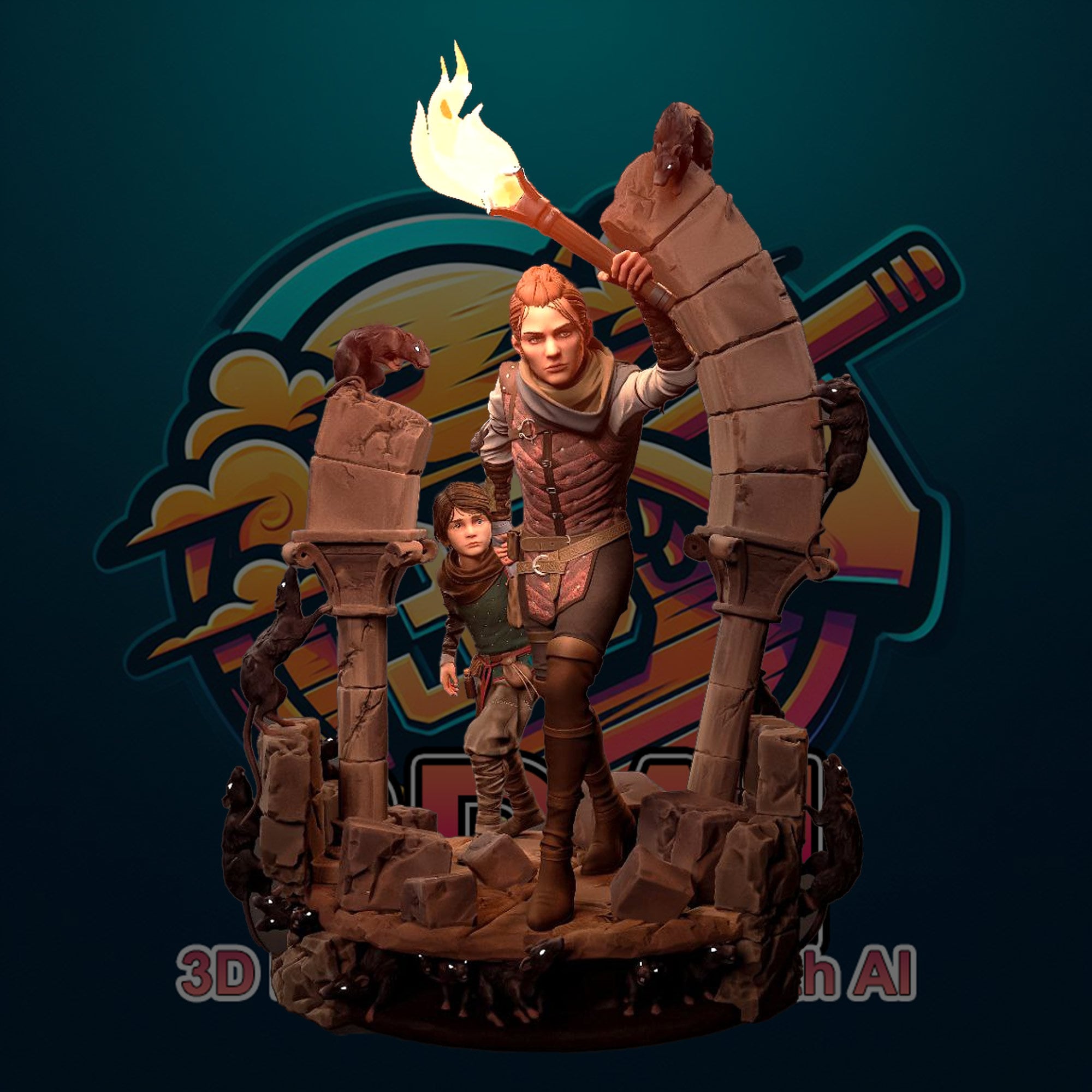 Amicia and Hugo STL Model for 3D Printing 2.6GB High Quality Diorama 3D ...