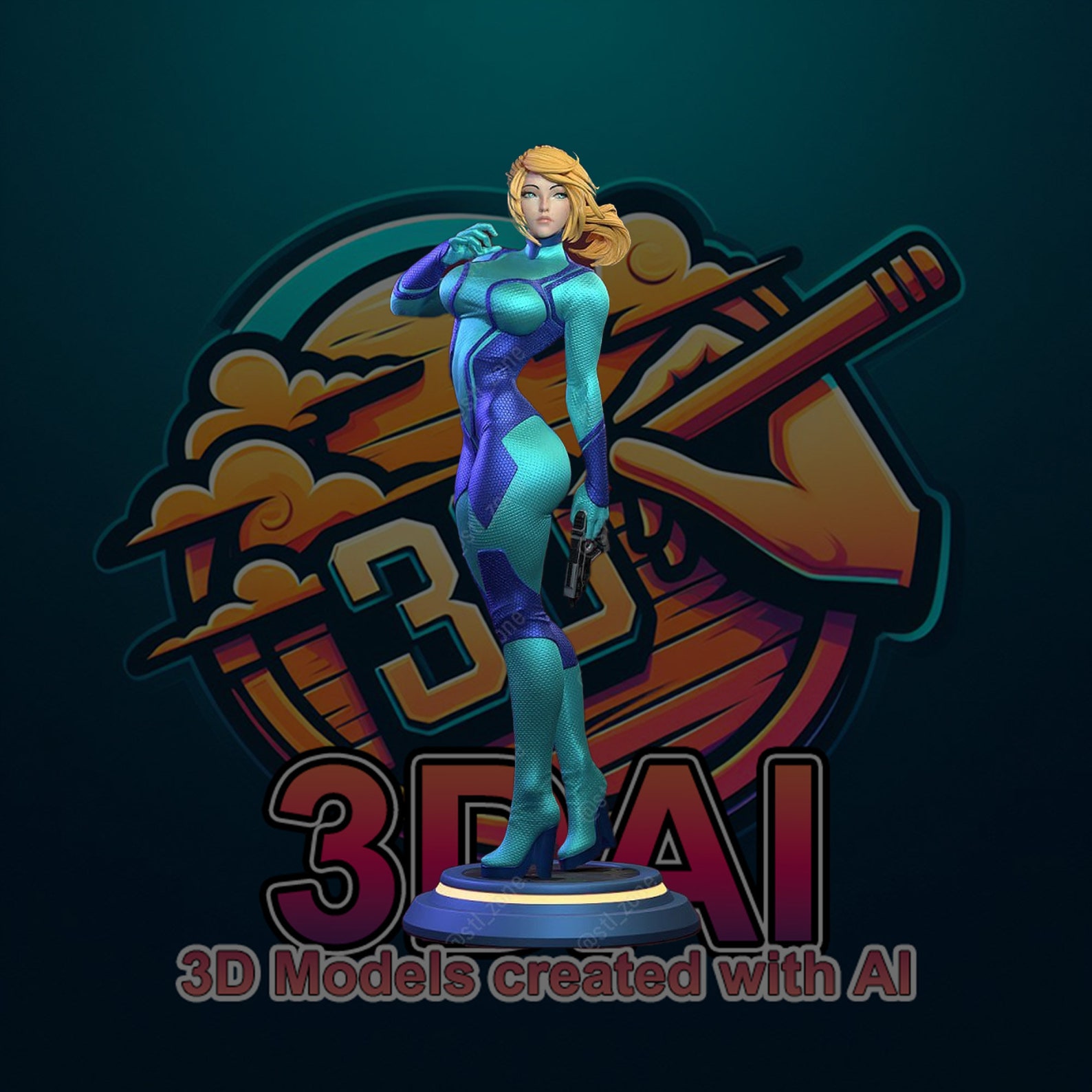 Samus Aran STL Model for 3D Printing - 3D Printable Samus Aran Figure ...