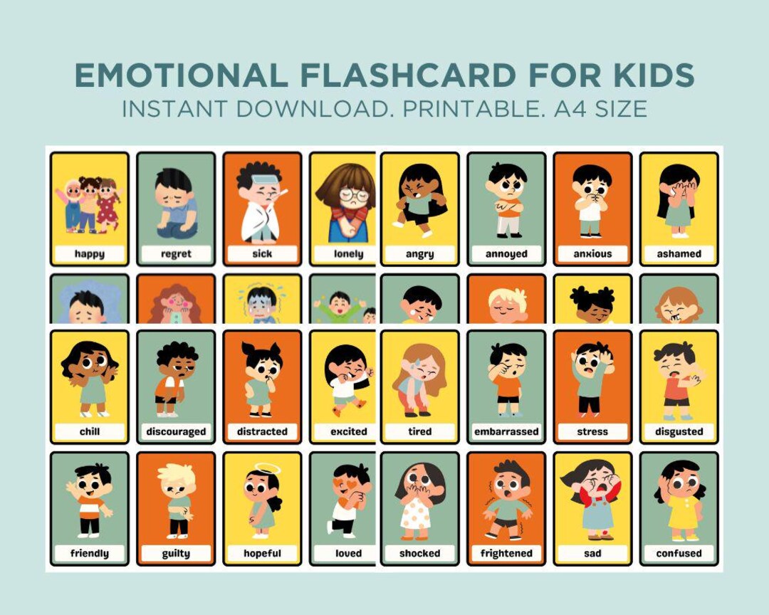 32 Emotion Flashcard Pack, Engaging Tool for Emotional Literacy, Learn ...