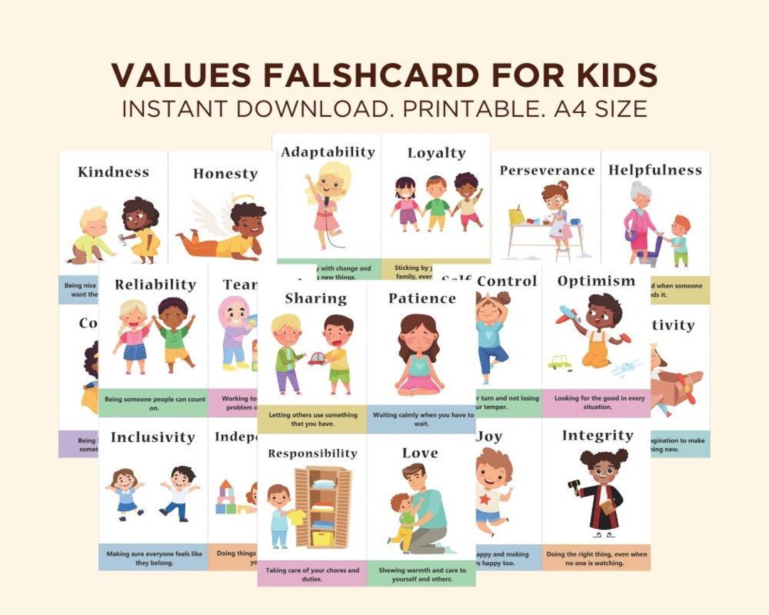 Values Cards for Kids, Acceptance and Commitment Therapy for Kids ...