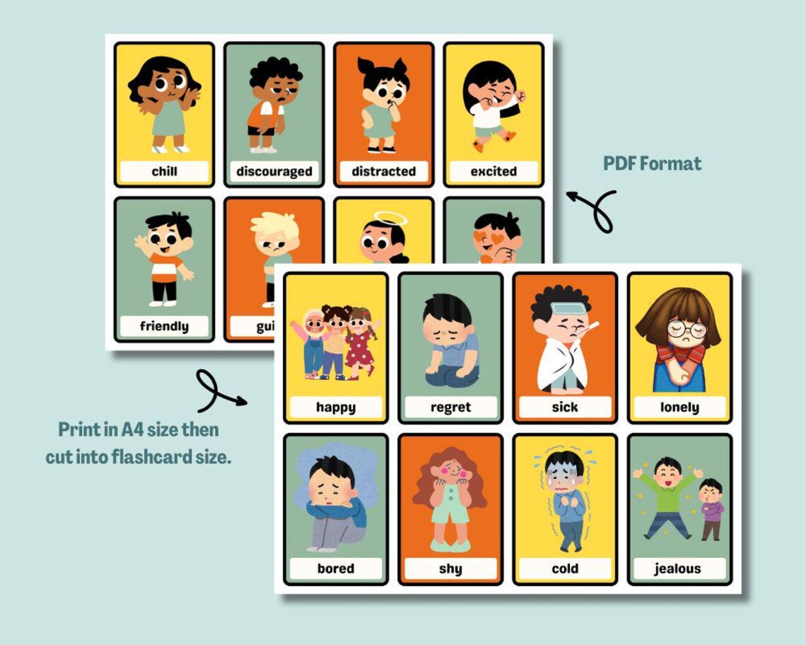32 Emotion Flashcard Pack, Engaging Tool for Emotional Literacy, Learn ...