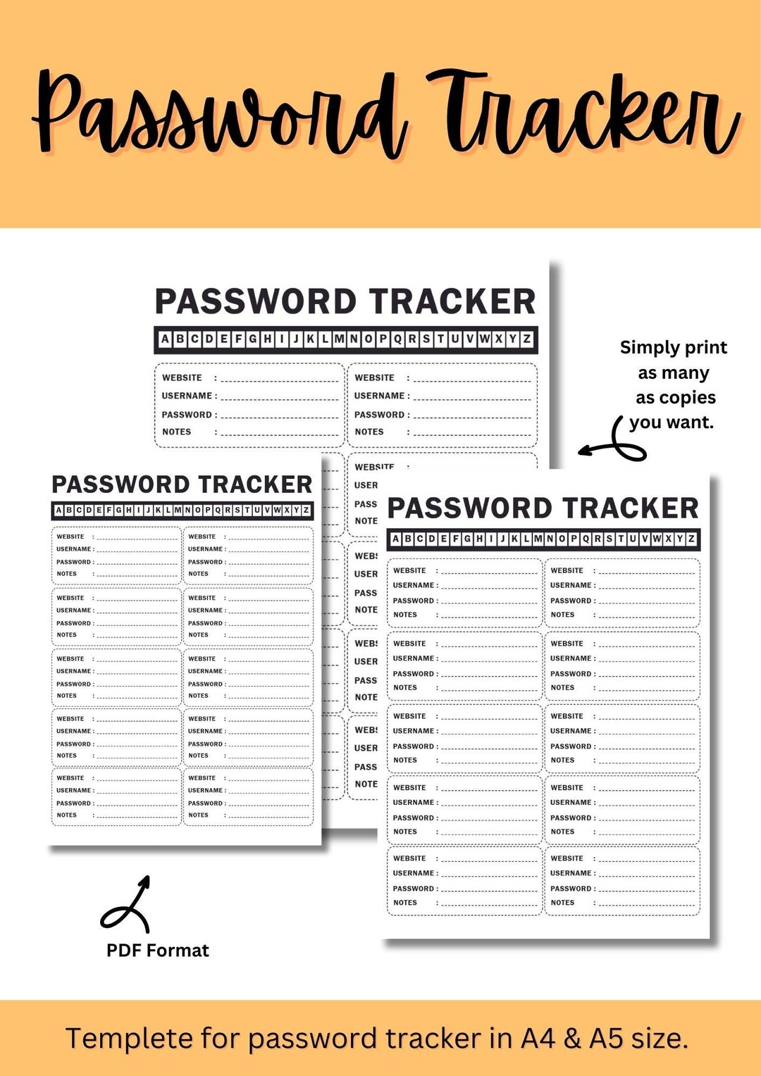 Password Tracker Printable, Elegant and Functional, Keep Track of ...