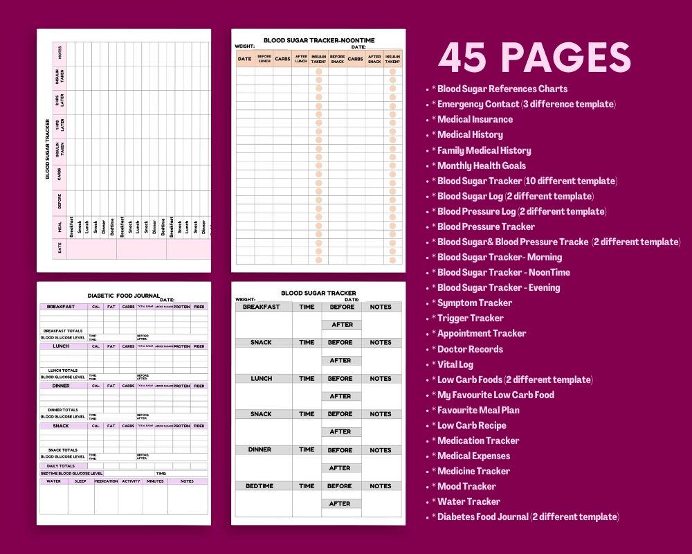 Comprehensive Diabetes Log Journal, Daily and Weekly Blood Sugar ...