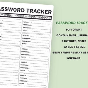 Password Tracker Printable, Elegant and Functional, Keep Track of ...
