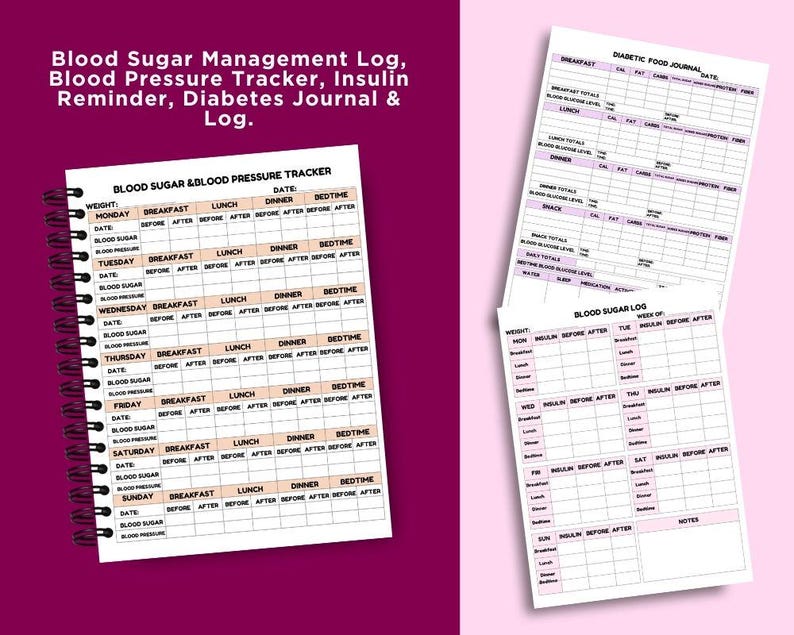 Comprehensive Diabetes Log Journal, Daily and Weekly Blood Sugar ...