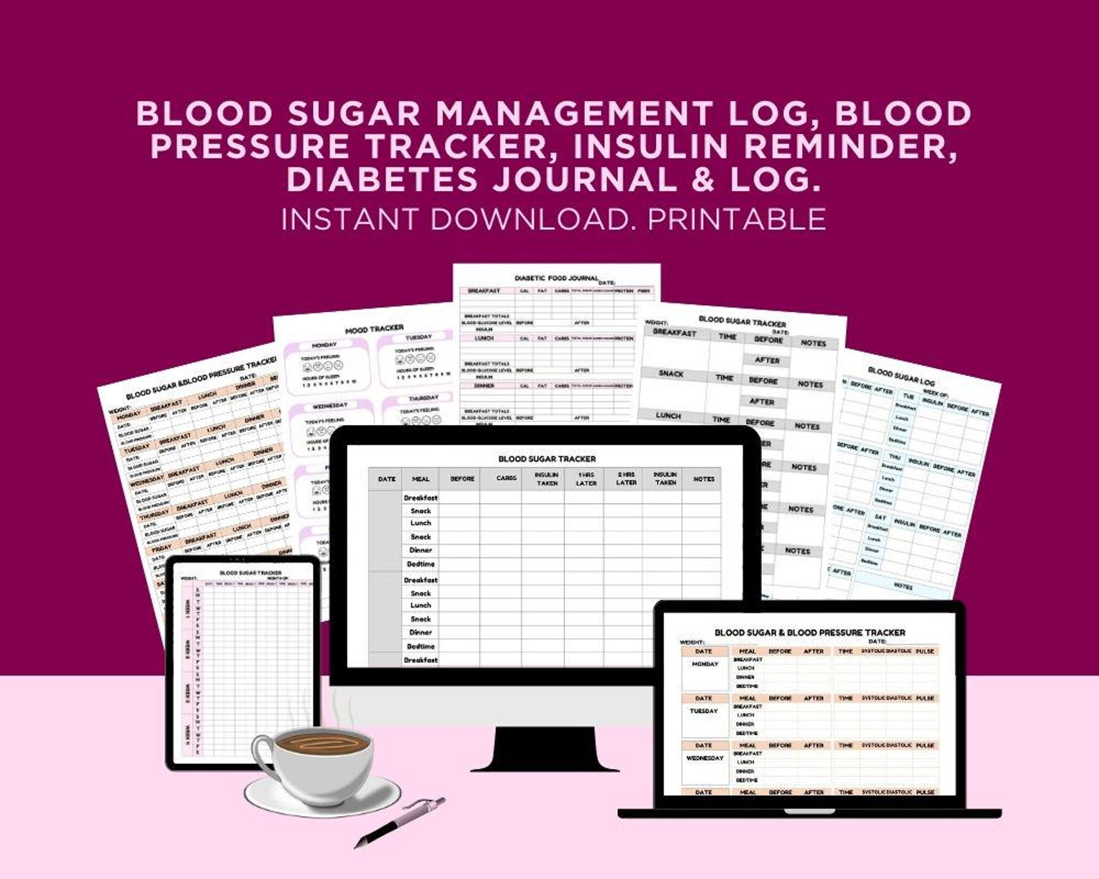 Comprehensive Diabetes Log Journal, Daily and Weekly Blood Sugar ...