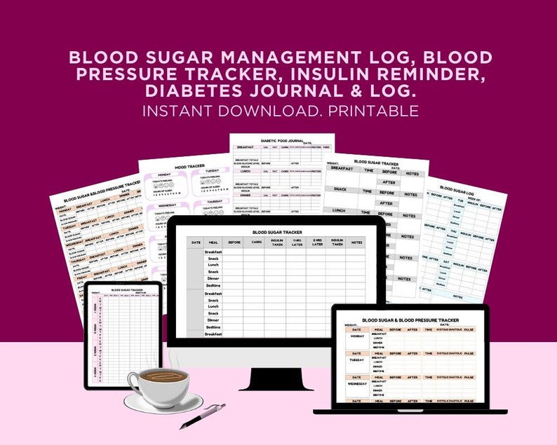 Comprehensive Diabetes Log Journal, Daily and Weekly Blood Sugar ...