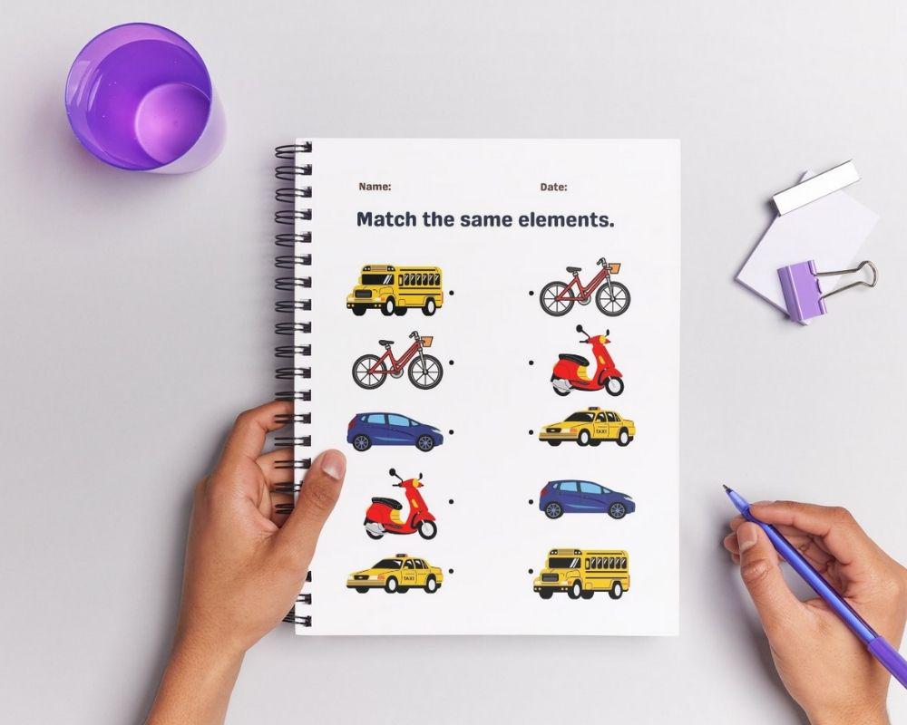 52 Printable Matching Worksheets for Kids, Educational Learning ...