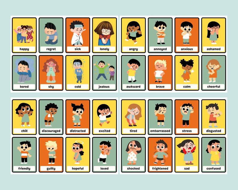 32 Emotion Flashcard Pack, Engaging Tool for Emotional Literacy, Learn ...
