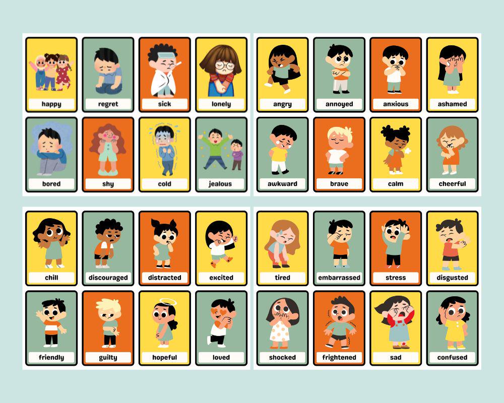 32 Emotion Flashcard Pack, Engaging Tool for Emotional Literacy, Learn ...