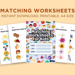 52 Printable Matching Worksheets for Kids, Educational Learning ...
