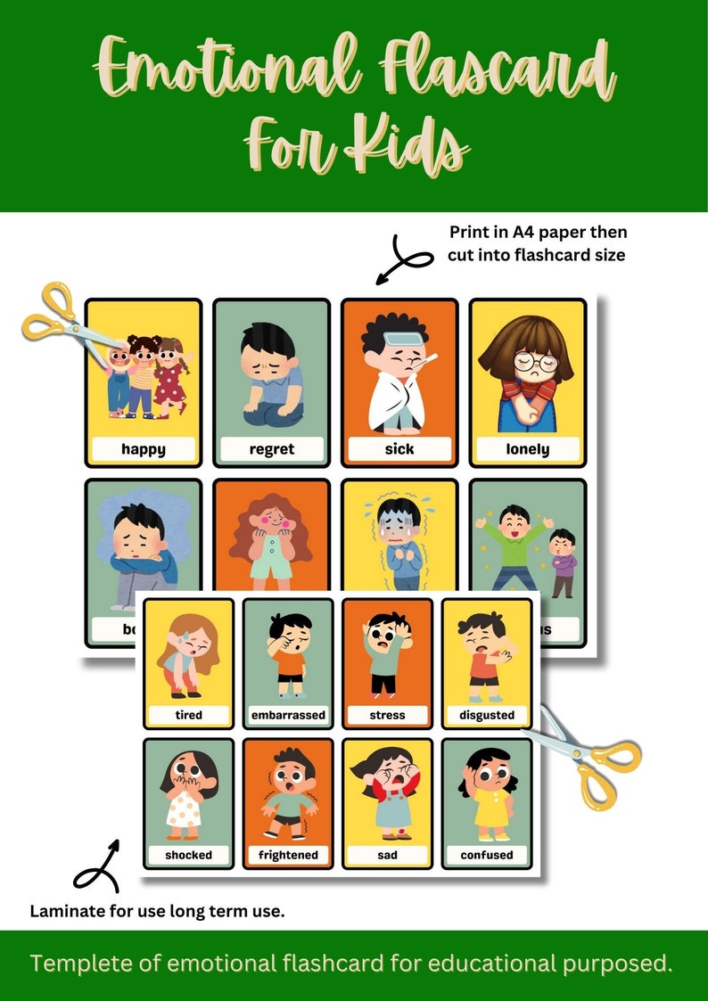 32 Emotion Flashcard Pack, Engaging Tool for Emotional Literacy, Learn ...