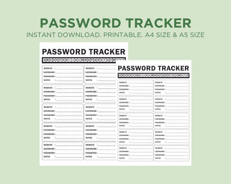 Password Tracker Printable, Elegant and Functional, Keep Track of ...