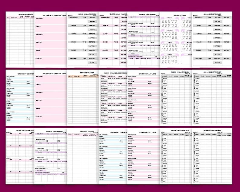 Comprehensive Diabetes Log Journal, Daily and Weekly Blood Sugar ...