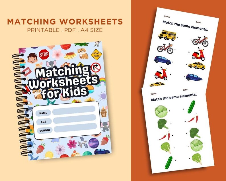 52 Printable Matching Worksheets for Kids, Educational Learning ...