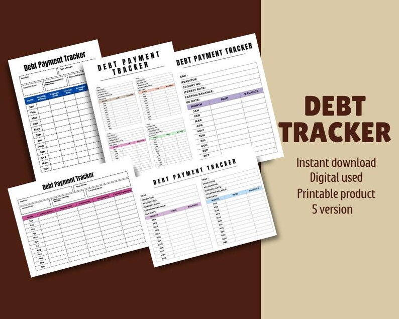 Debt Tracker Planner Printable, Budget Organizer, Financial Planning ...