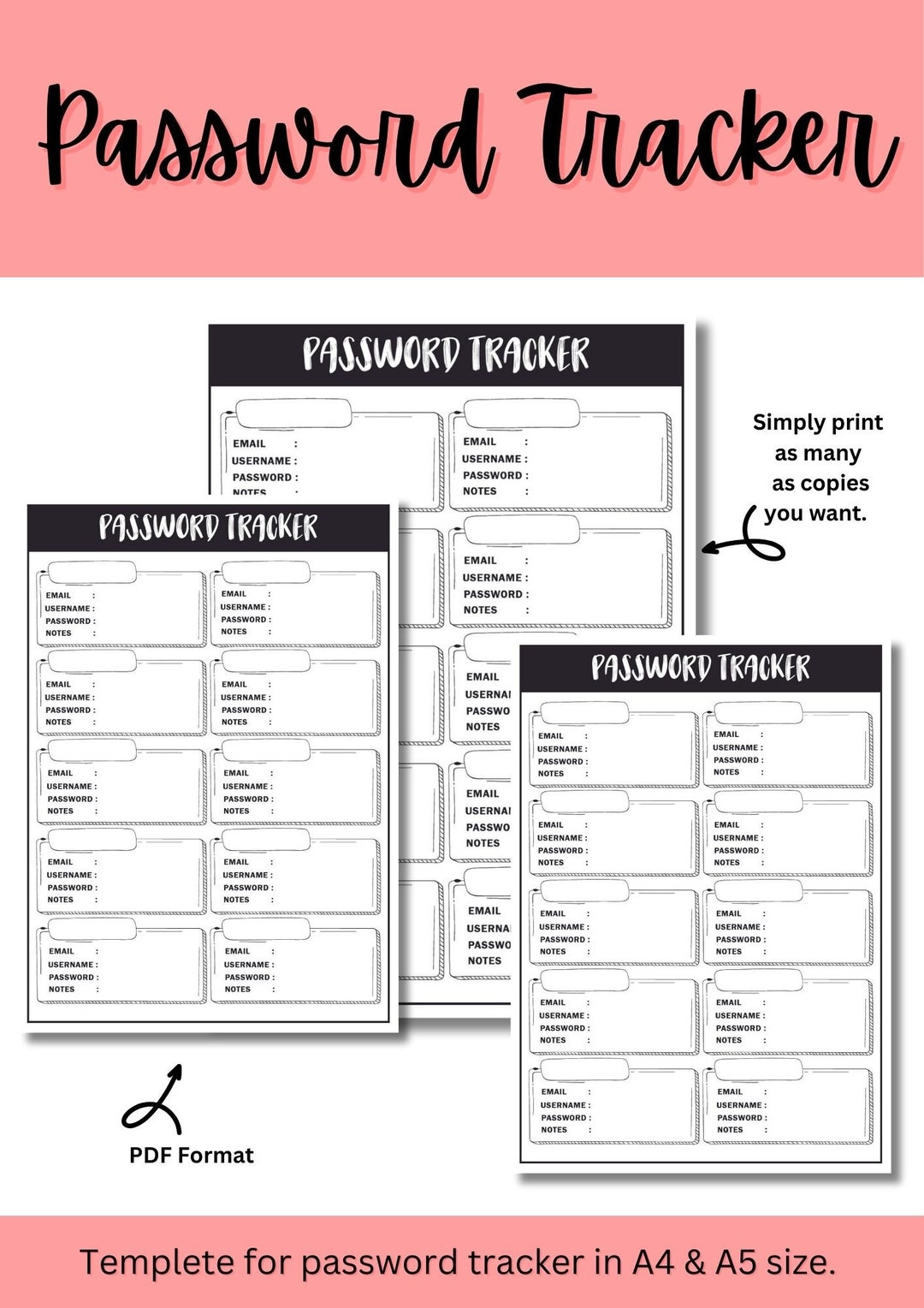 Password Tracker Printable, Elegant and Functional, Keep Track of ...