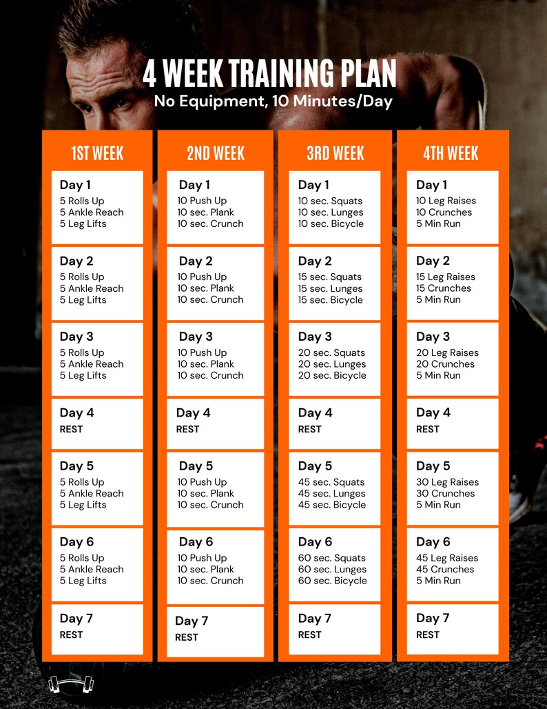 4 Week Fitness Plan - Etsy