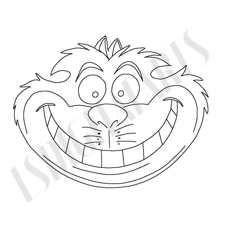 Cheshire Cat Outline Drawing | Alice in Wonderland | PNG - Etsy