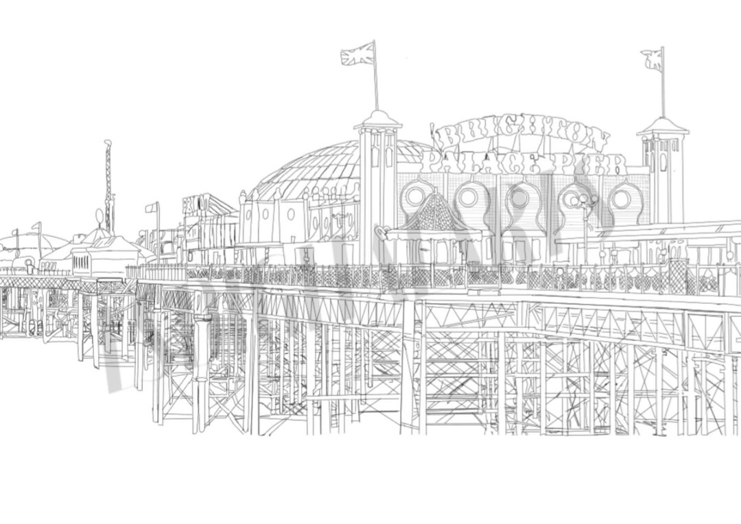 Brighton Palace Pier Outline Digital Download Instant Download - Etsy