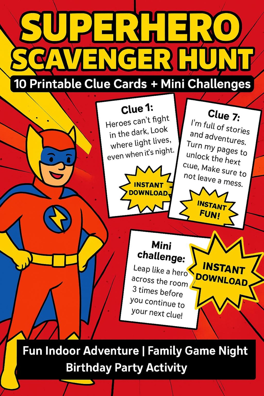 Superhero Scavenger Hunt Printable: Kids Party Game, At-home Escape ...