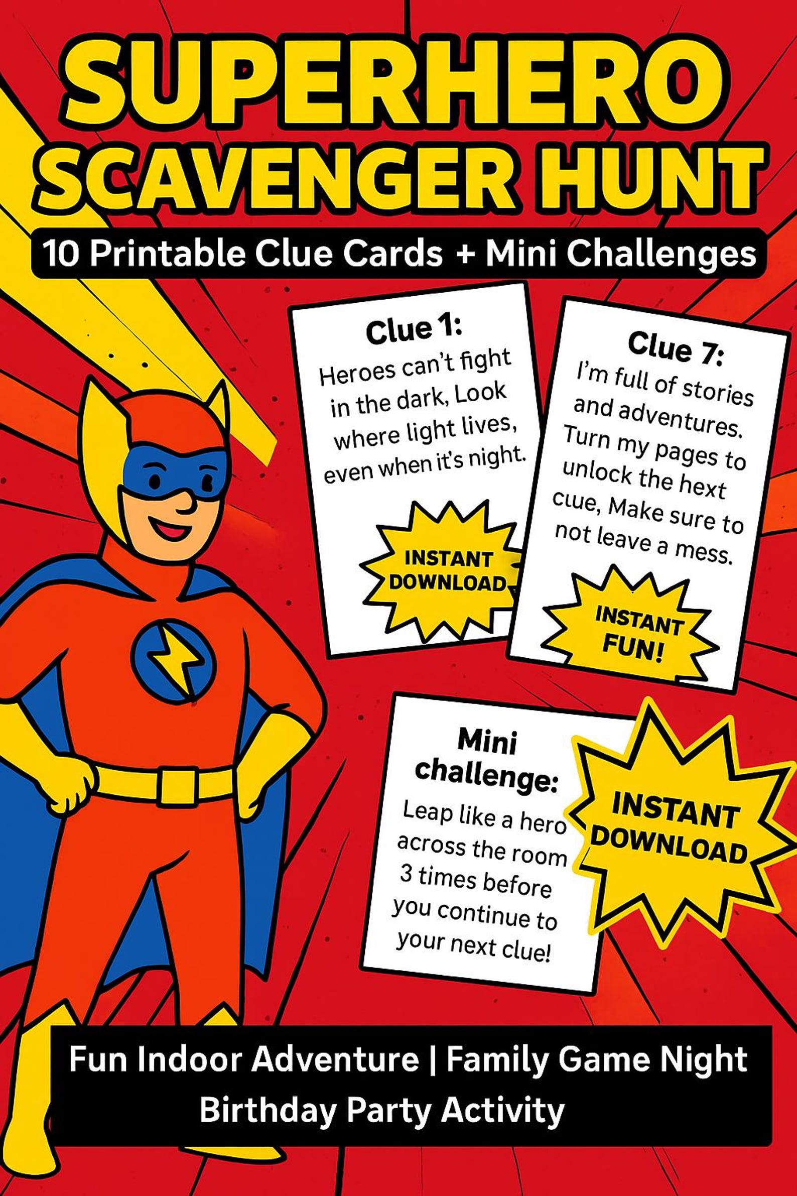 Superhero Scavenger Hunt Printable: Kids Party Game, At-home Escape ...
