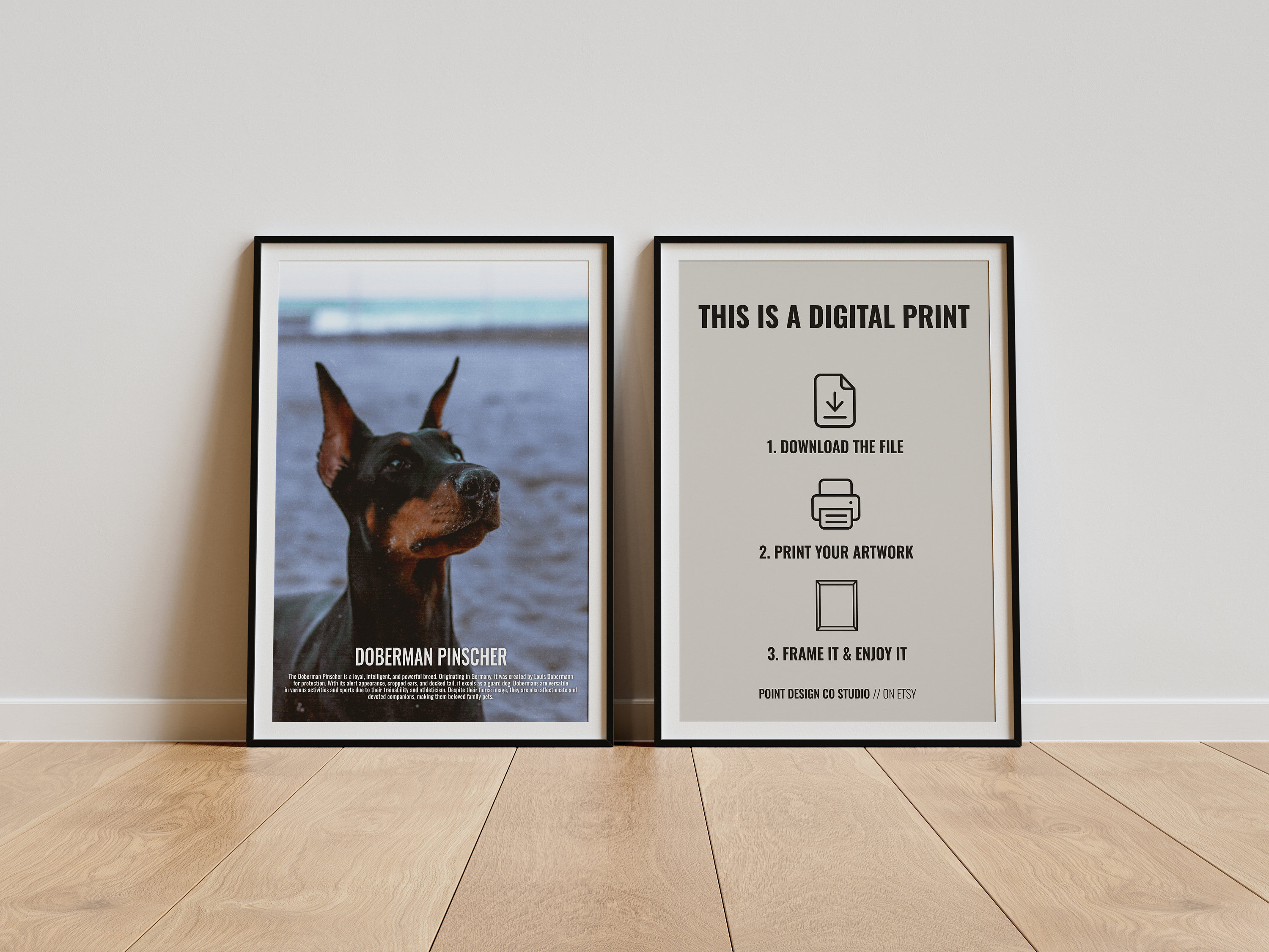 Doberman Wall Art Doberman Poster, Vintage Doberman Digital Print ...