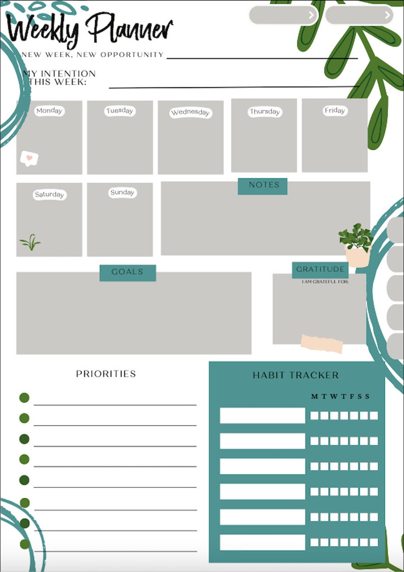 Blue Planner template - Etsy