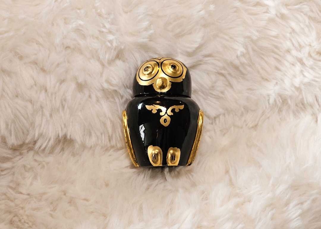 Bagan Lacquer, Lacquer Owl Box, Small Jewelry Box, Myanmar Lacquer ...