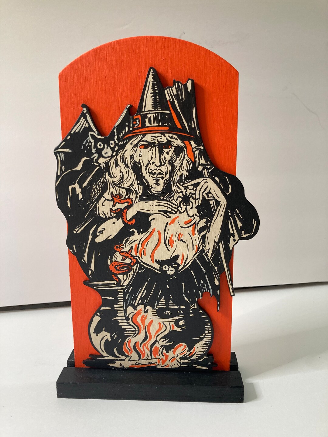 Vintage Inspired Hand Painted Halloween Witch Standee - Etsy