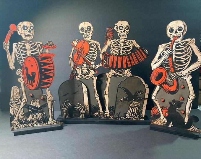 Vintage Inspired Skeleton Band in the Graveyard Standee Set - Etsy