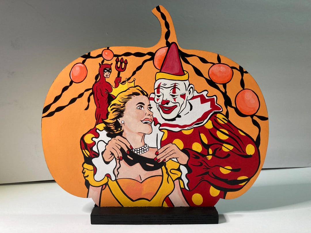 Vintage Love Triangle With a Clown Hand Painted Halloween Decor - Etsy