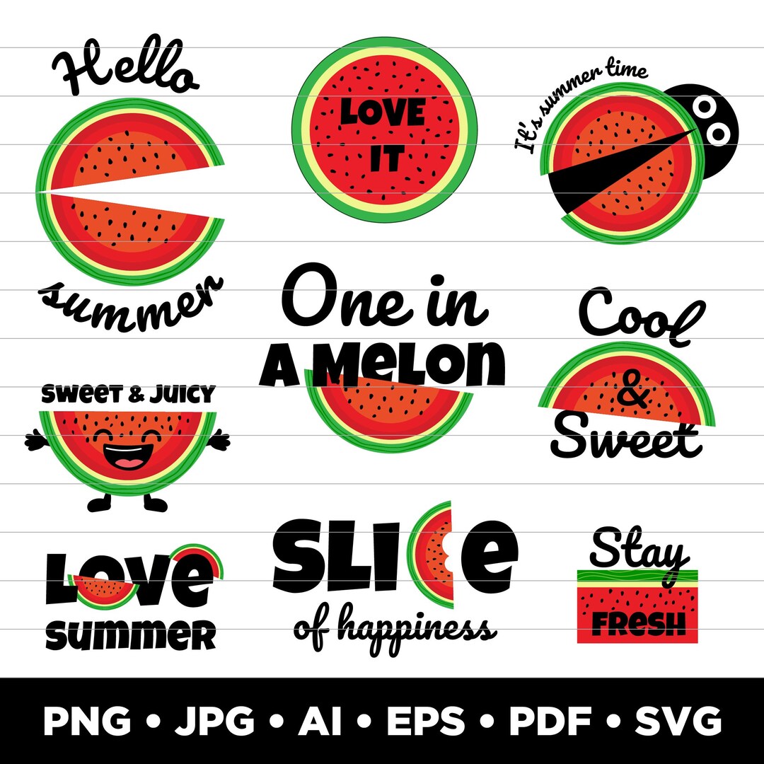 Watermelon Cut File, Watermelon SVG, Watermelon Vector, Watermelon ...