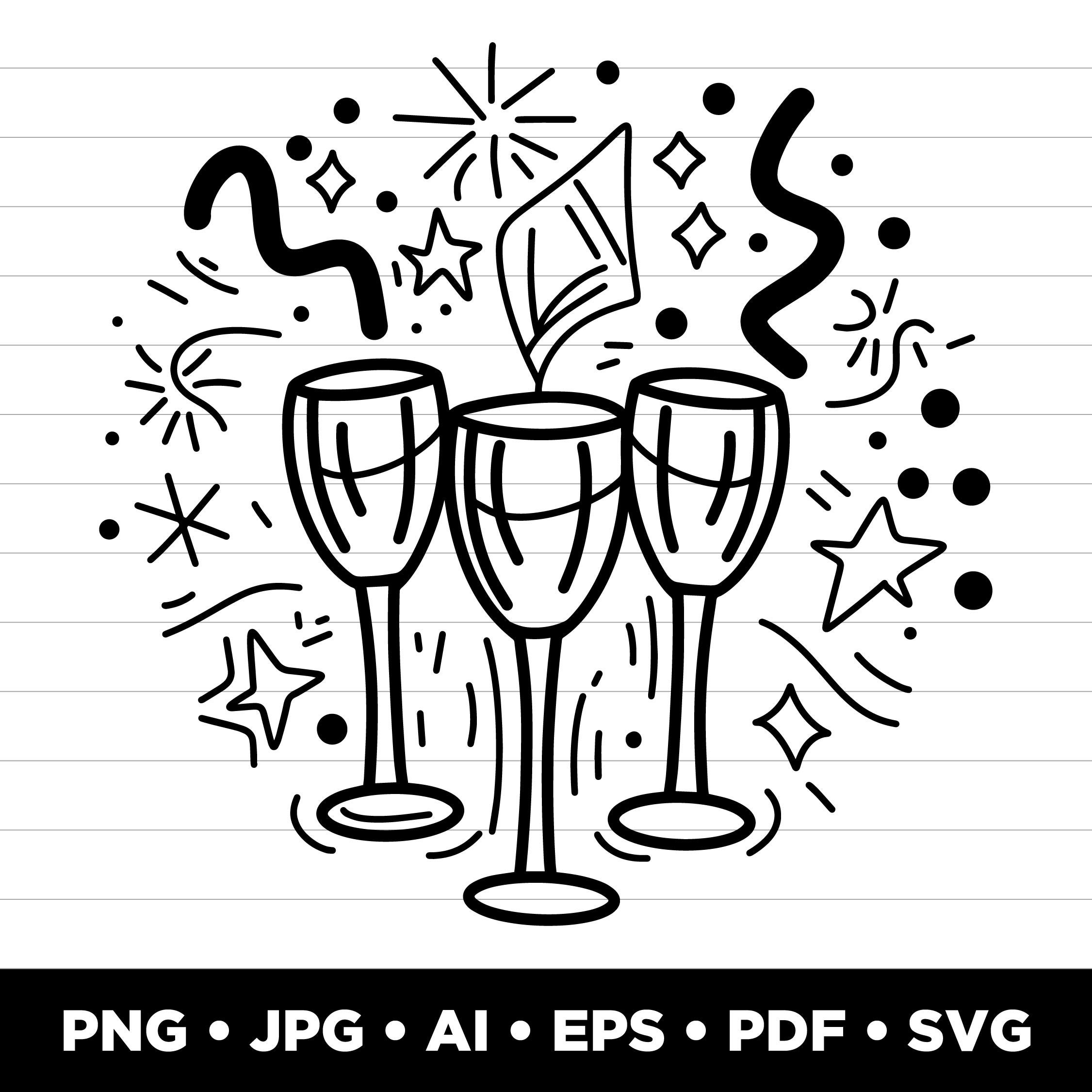 Wine Glasses SVG, Wedding Svg, Party Svg, Digital Download, Wine Glass ...