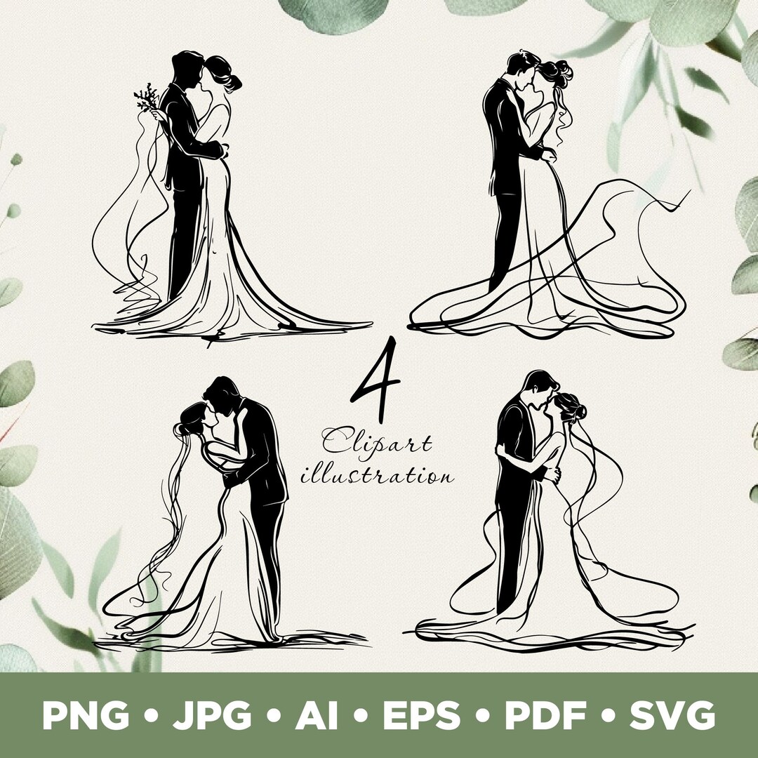 Bride and Groom SVG, Bride and Groom Clipart, Wedding Invitation ...