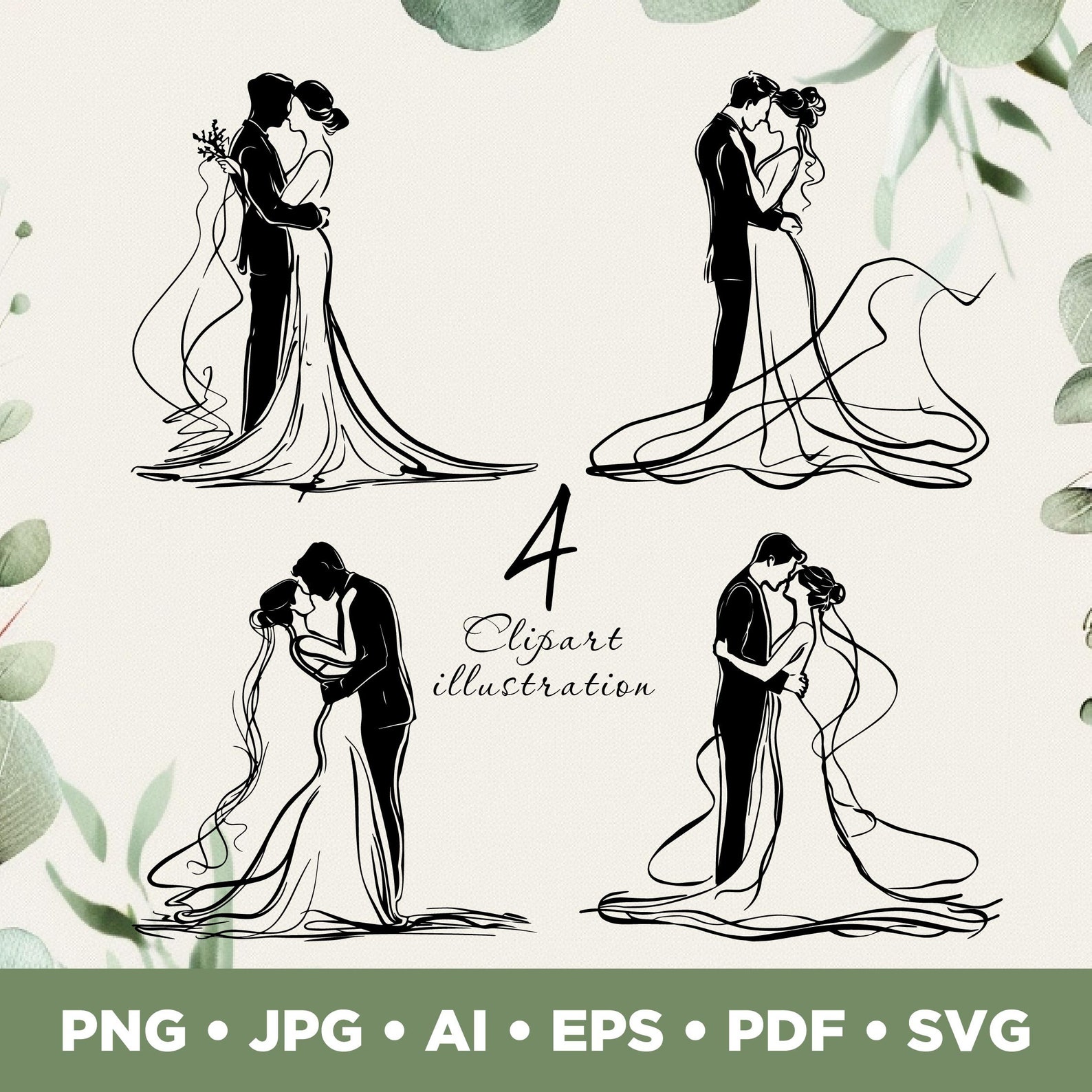 Bride and Groom SVG, Bride and Groom Clipart, Wedding Invitation ...
