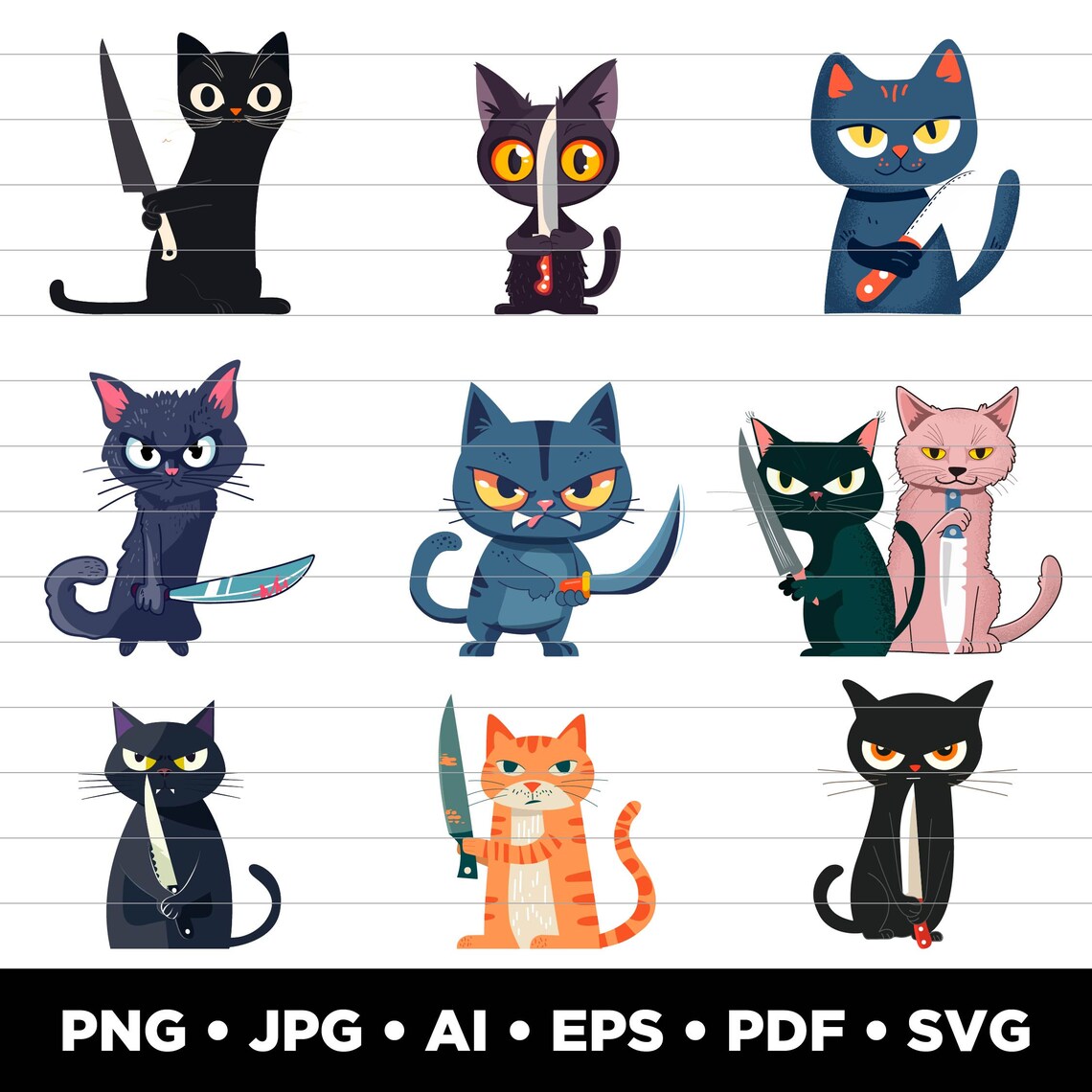 Purr-fect Cat Clipart Bundle Kitty SVG Cut Files for Cricut Animal ...